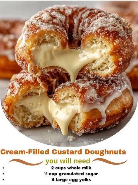 Boston Cream-Style Custard Doughnuts